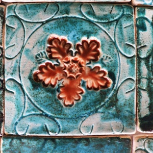 Handmade Ceramic Tiles Leaf Design, Mosaic Tile Set, Artisan Crafted ...