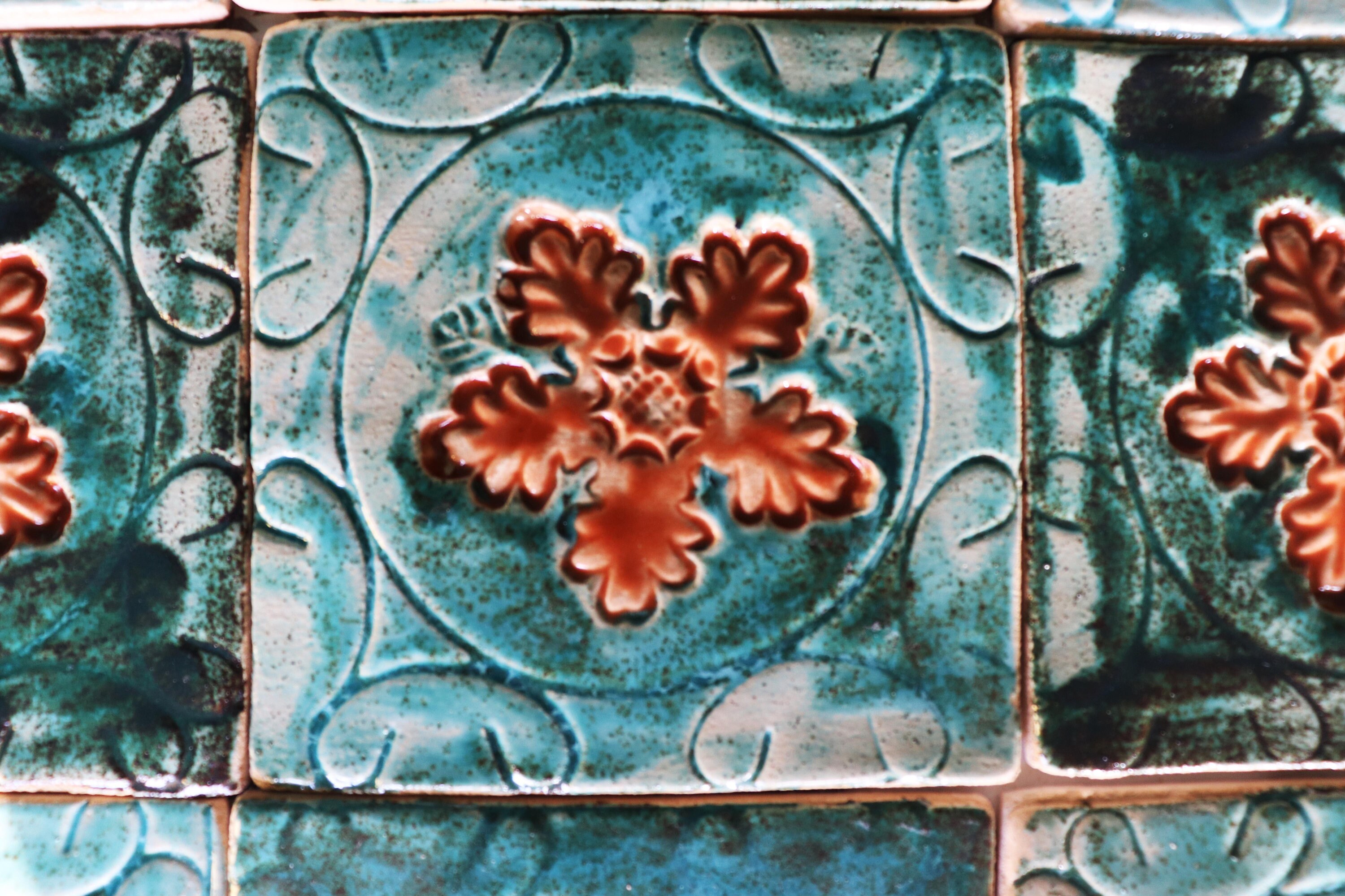 Handmade Ceramic Tiles Leaf Design, Mosaic Tile Set, Artisan Crafted ...