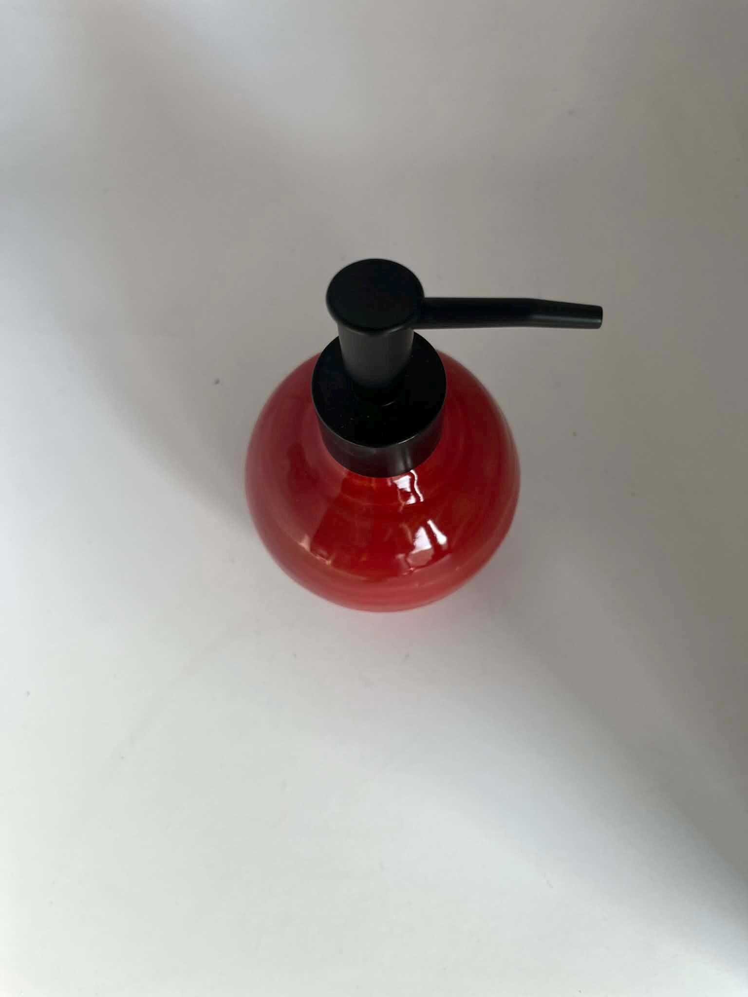 Soap Red Dispenser With Pump, Handmade Ceramic Liquid Soap Dispenser ...