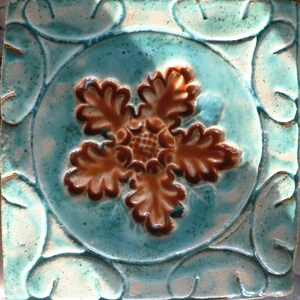 Handmade Ceramic Tiles Leaf Design, Mosaic Tile Set, Artisan Crafted ...