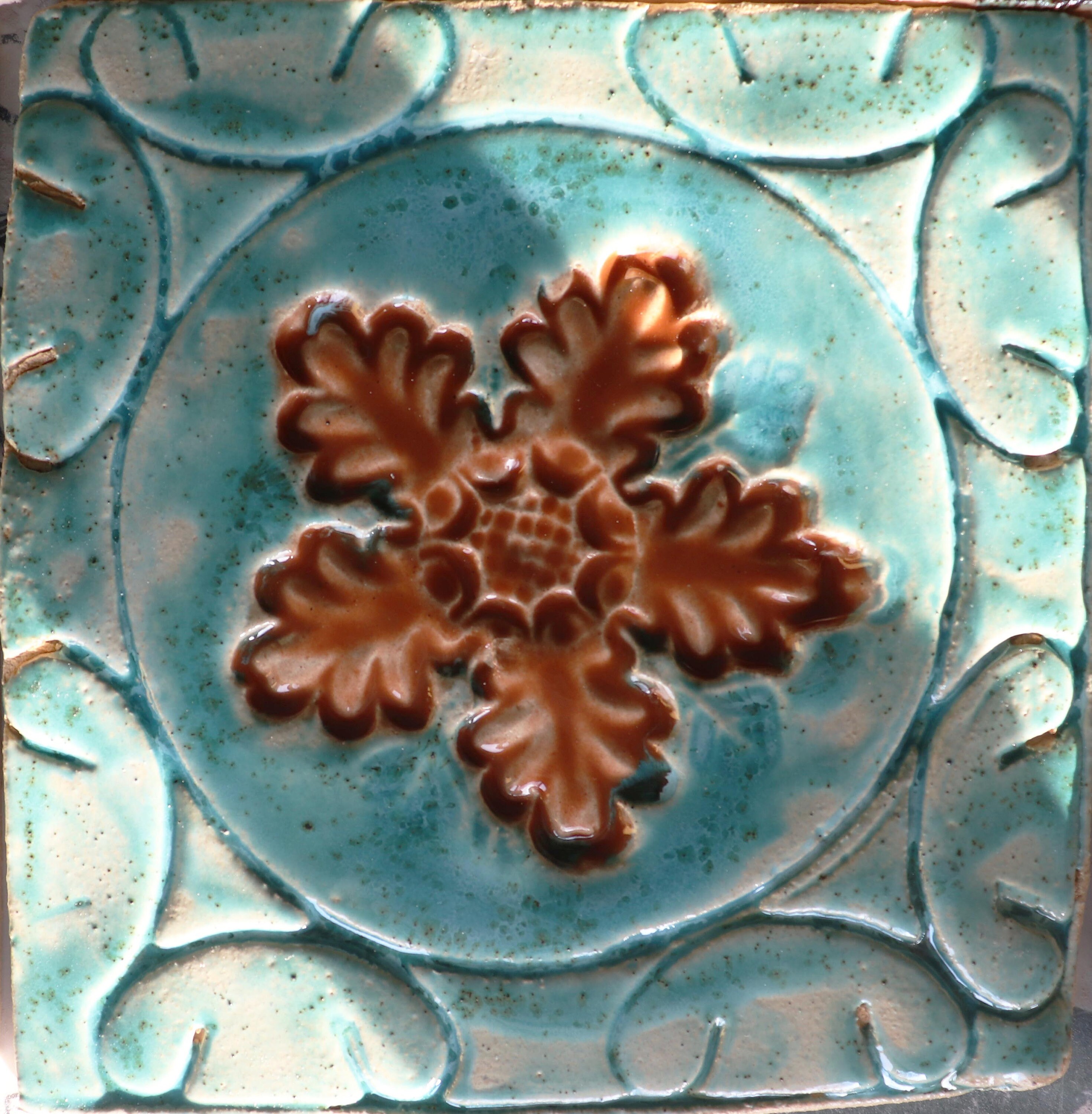 Handmade Ceramic Tiles Leaf Design, Mosaic Tile Set, Artisan Crafted ...