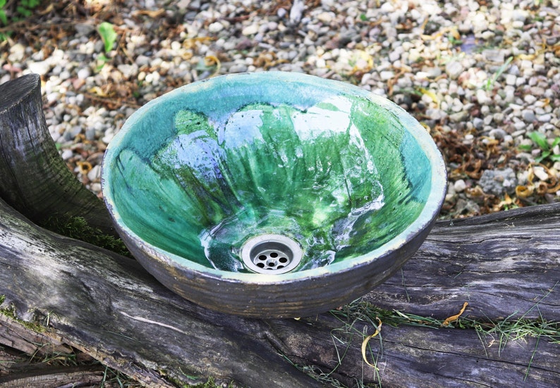 Handcrafted Ceramic Emerald Green Basin - Artisanal Bathroom Sink ...