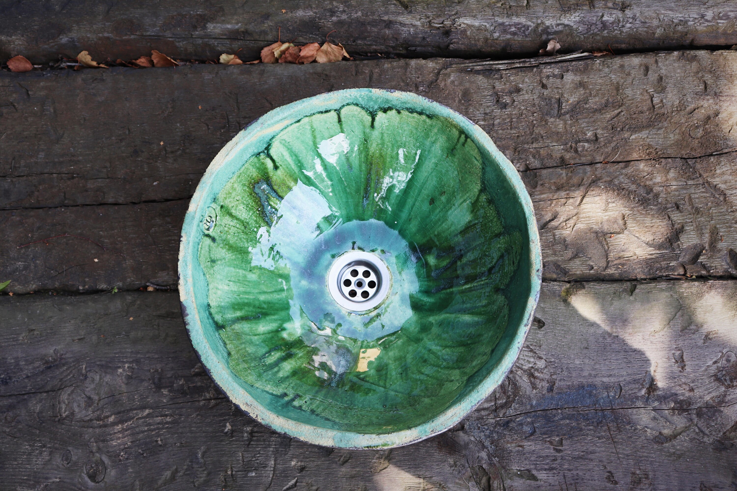 Handcrafted Ceramic Emerald Green Basin Artisanal Bathroom Sink, Nature ...