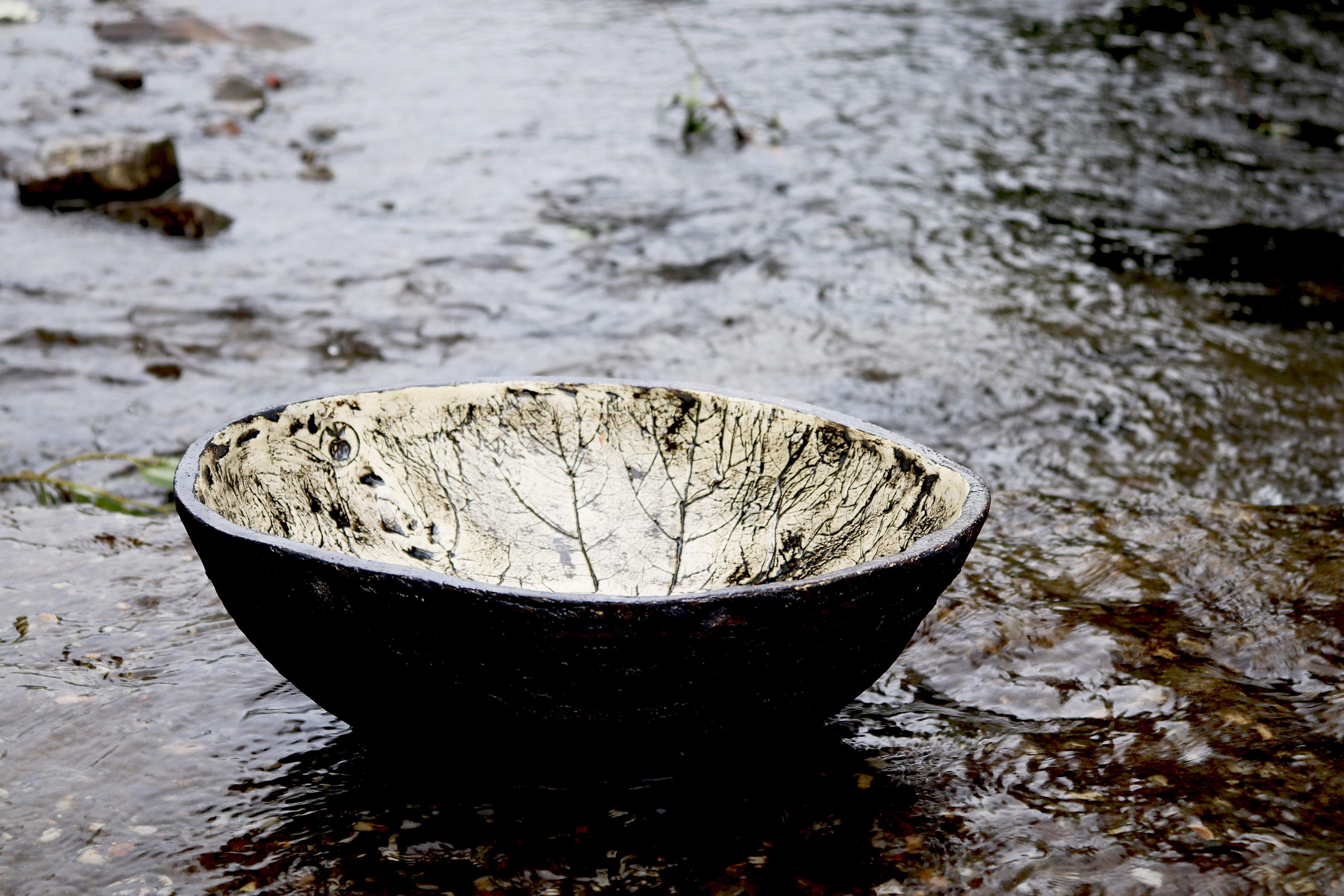 Leaf Motif Vessel Sink Eco Friendly Elegance, Handmade Brown Ceramic ...