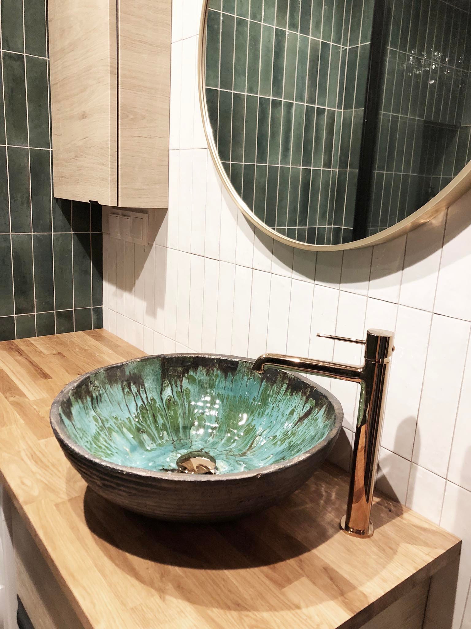 PREMIUM Ceramic Green Sink Handcrafted Vessel Sink for Bathroom in ...
