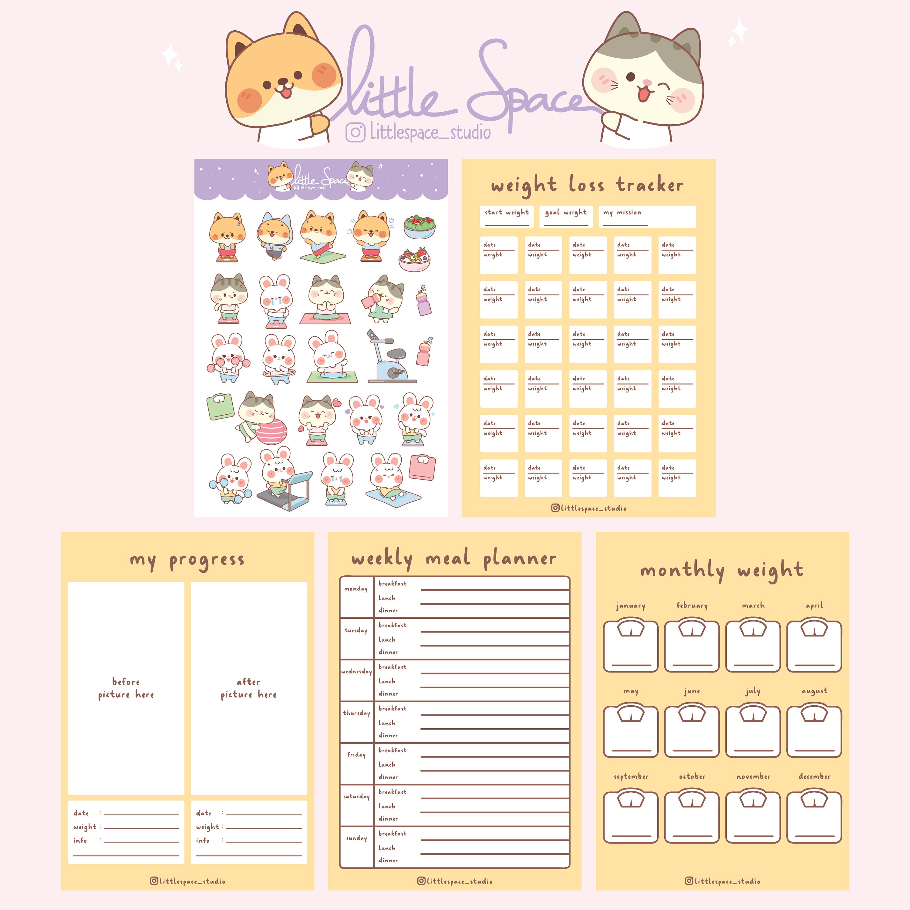 Cute Weight Loss Clipart | Cute Weight Loss Tracker Page | Weight Loss ...