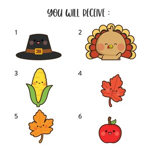 Kawaii Thanksgiving Clipart: Turkey, Pumpkin, Corn (digital Printable ...