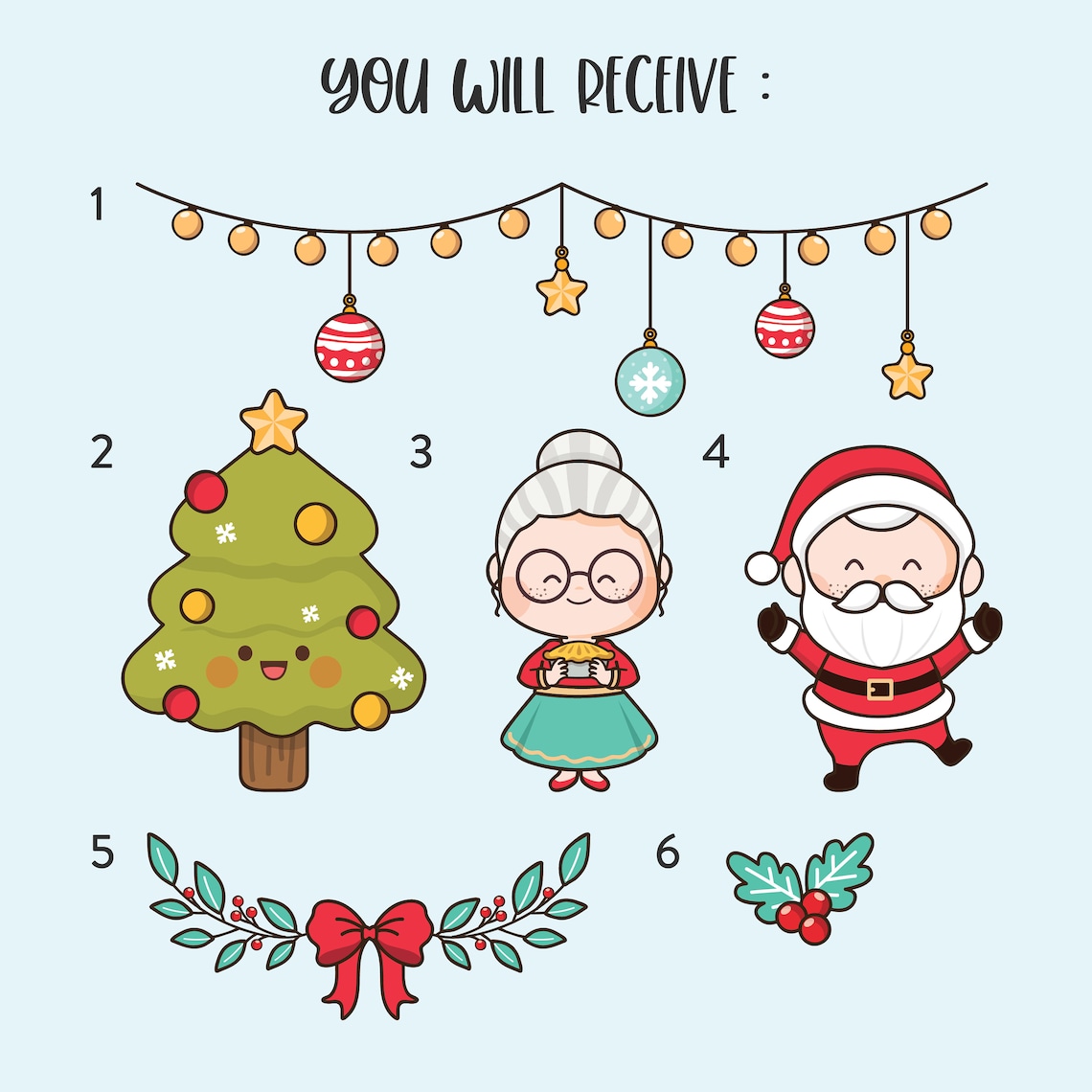 Cute Christmas Clipart Christmas Clipart Santa Clipart | Etsy