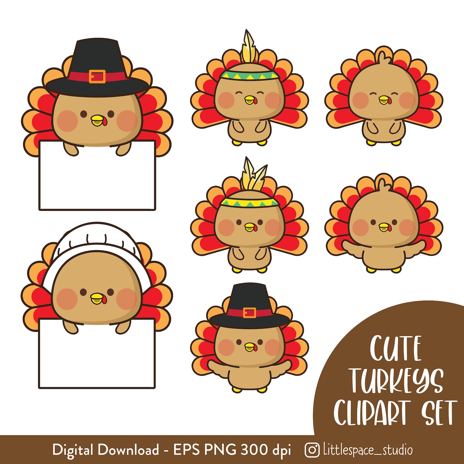 Cute Thanksgiving Clipart, Thanksgiving Clipart, Turkey Clipart, Cute ...