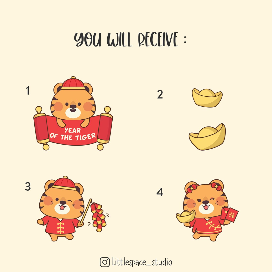 Chinese New Year Clipart, Year of Tiger, Clipart Digital Printable ...