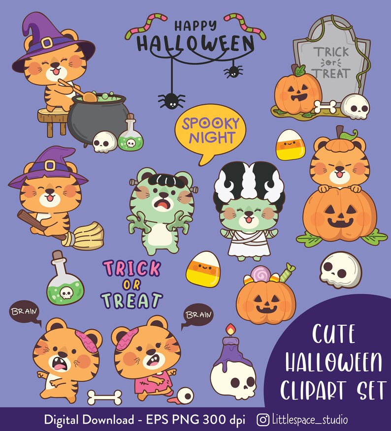 Halloween Clipart, Cute Halloween Clipart, Halloween Creepy, Cute ...