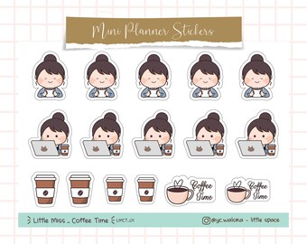 Little Miss _ Coffee Time_lmct_02 Printable Planner Stickers, Hobonichi ...