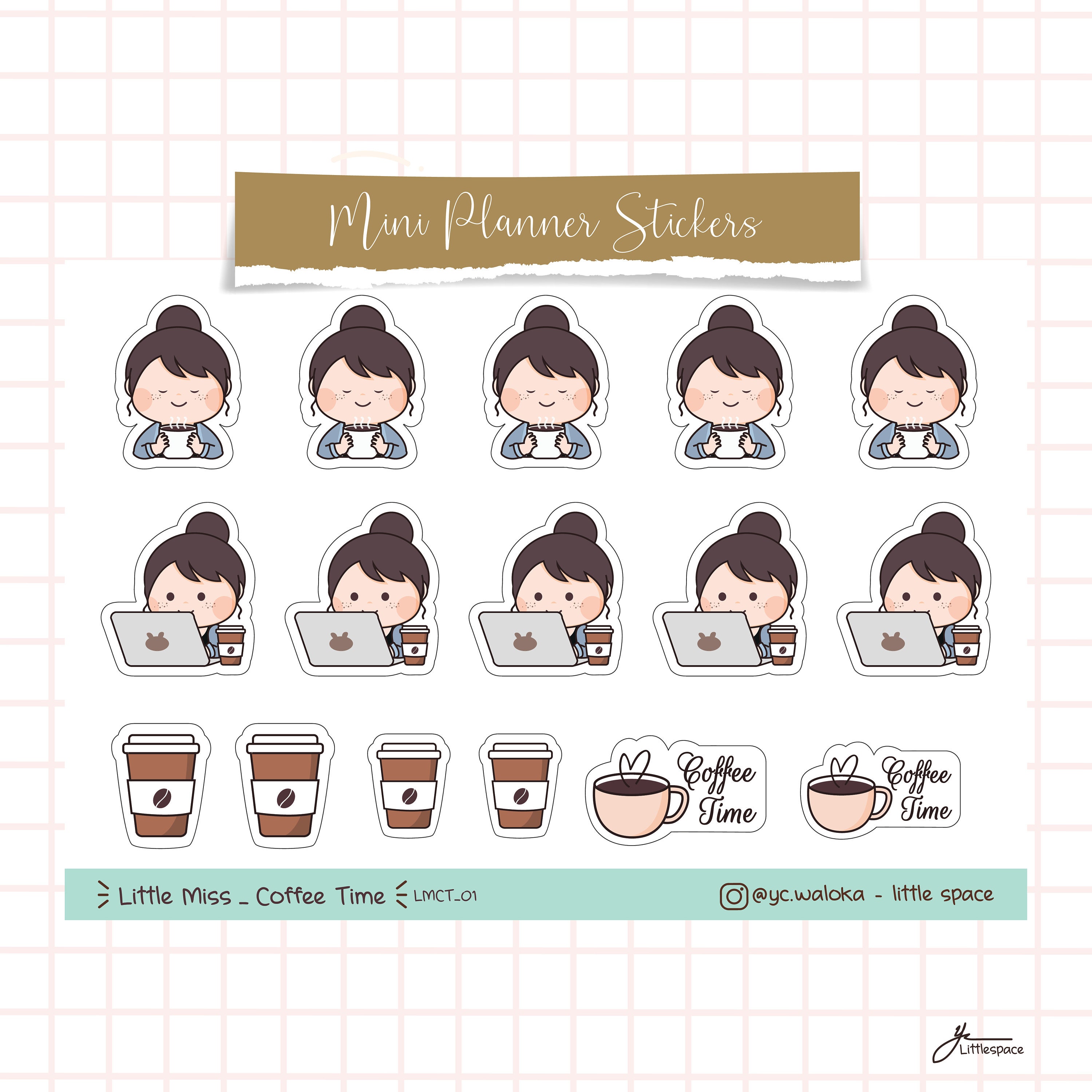 Little Miss _ Coffee Time_lmct_01 | Printable Planner Stickers ...