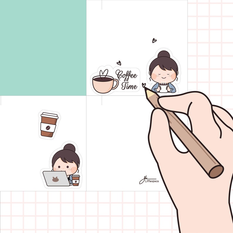Little Miss _ Coffee Time_lmct_01 | Printable Planner Stickers ...