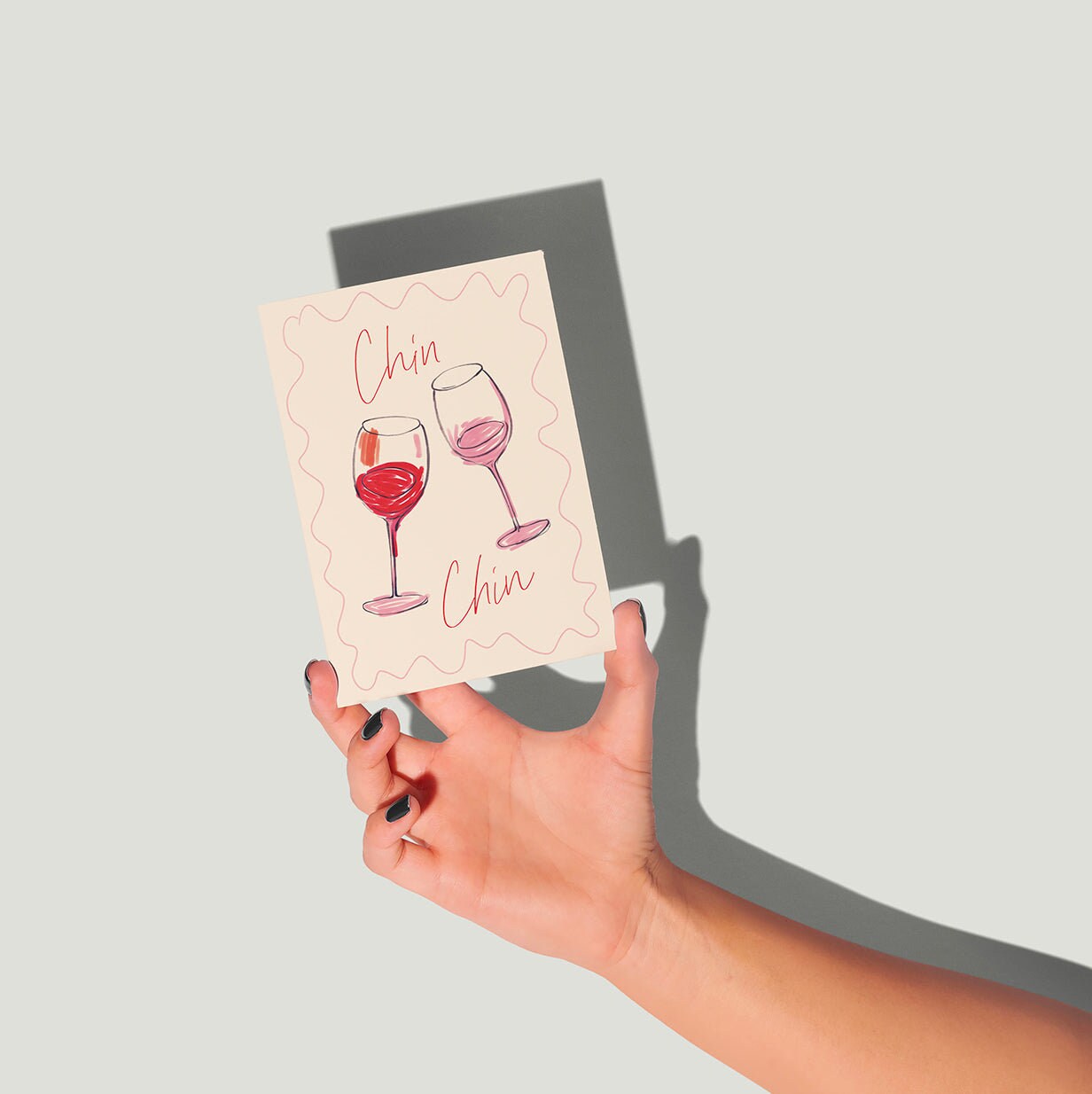 Chin Chin Card Hand Drawn Illustration Celebration Card Wine Glass ...