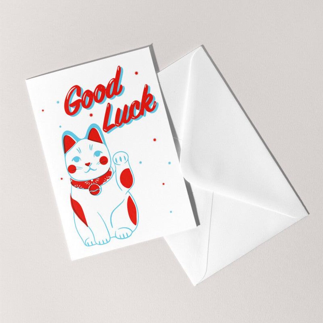 Good Luck Cat Card | New Job Exams - Etsy
