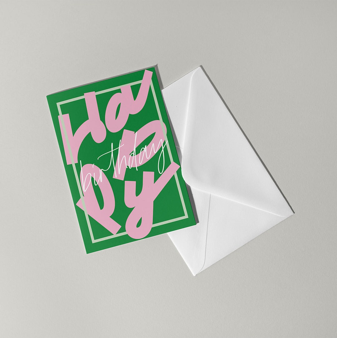 Happy Birthday Card Flow Type Typographic Card Birthday - Etsy