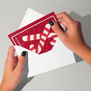 Christmas Candy Cane Illustration Holiday Card - Etsy