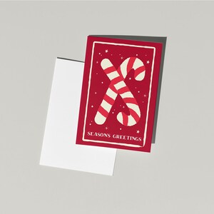 Christmas Candy Cane Illustration Holiday Card - Etsy