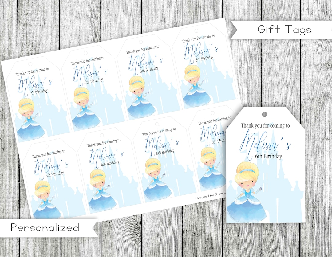 Cinderella Thank You Tags, Cinderella Princess Favor Tags, Cinderella ...
