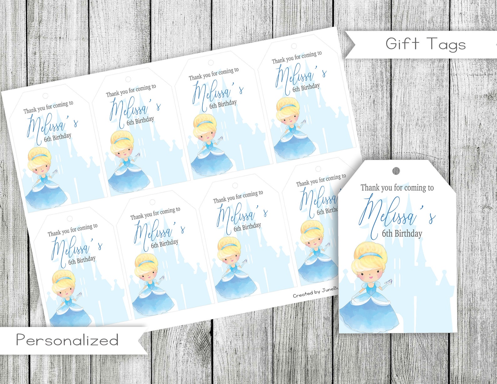 Cinderella Thank You Tags Cinderella Princess Favor Tags | Etsy