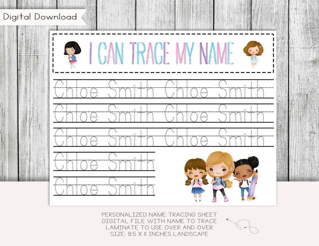 Custom Kids Name Tracing Sheet, Learn to Write Name Sheet, Handwriting ...
