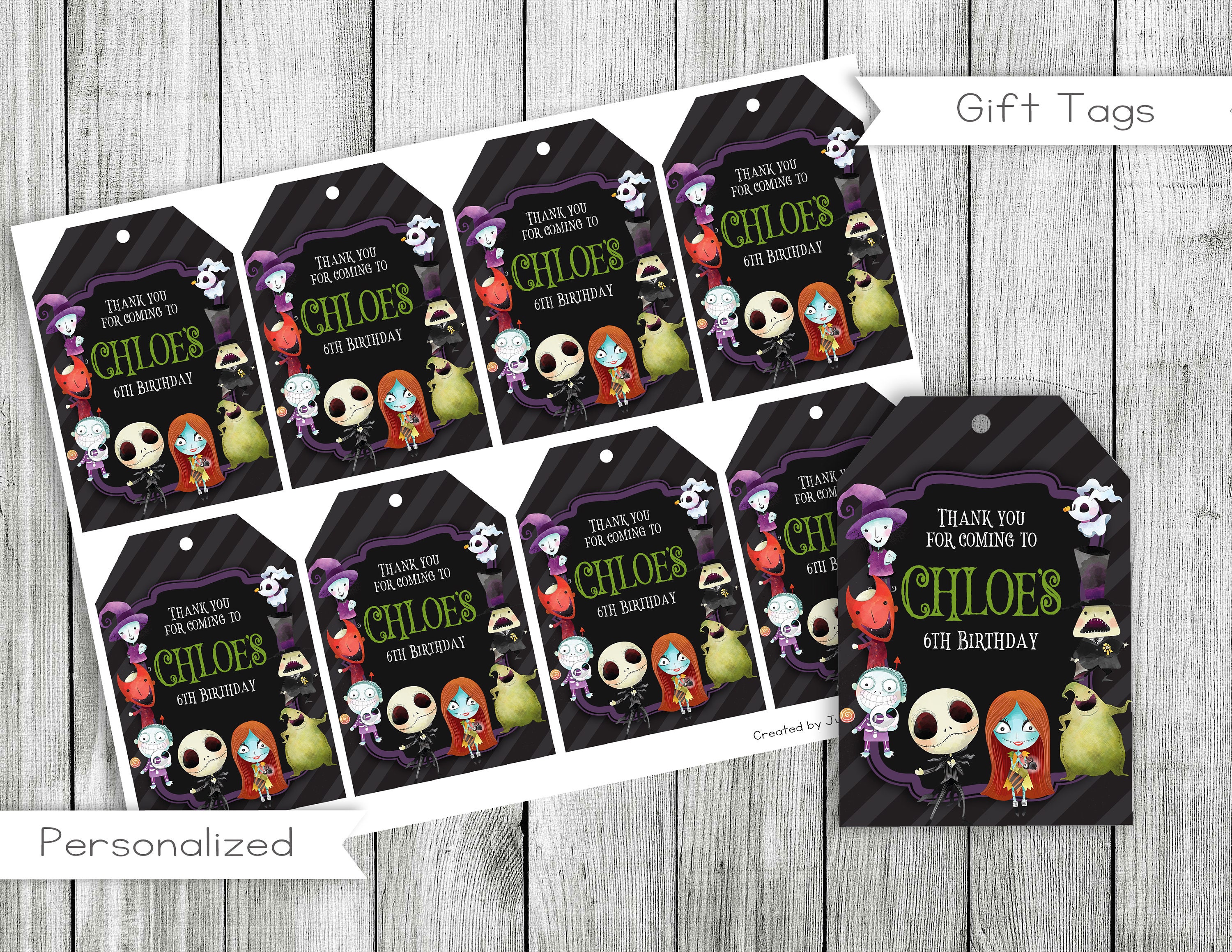 Nightmare Birthday Thank You Tags Nightmare Favor Tags - Etsy