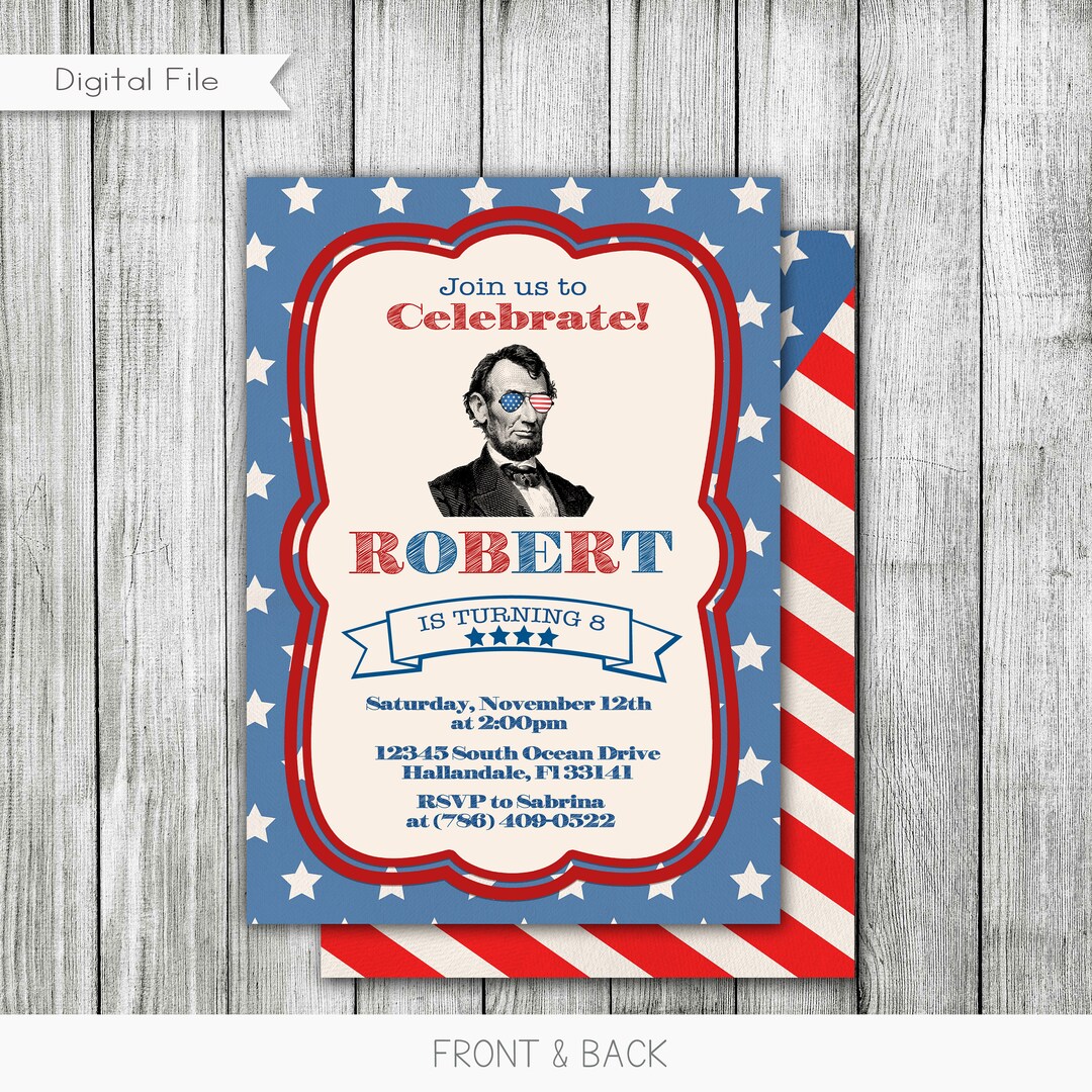 Cool President Birthday Invitation, American Flag, President Birthday ...