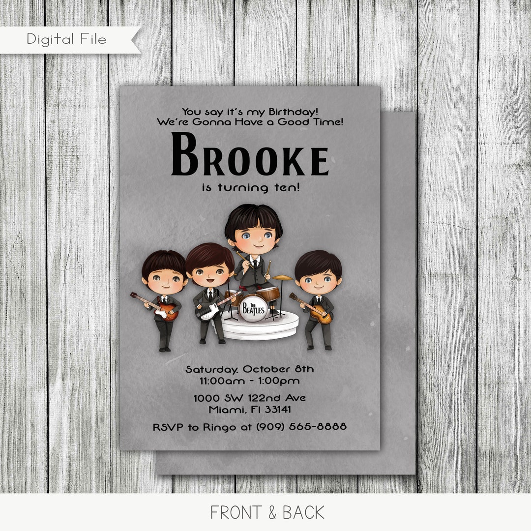 Rock and Roll Boy Band Birthday Invitation, Personalized (digital File ...