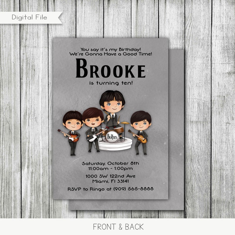 Beatles Birthday Invitation - Etsy