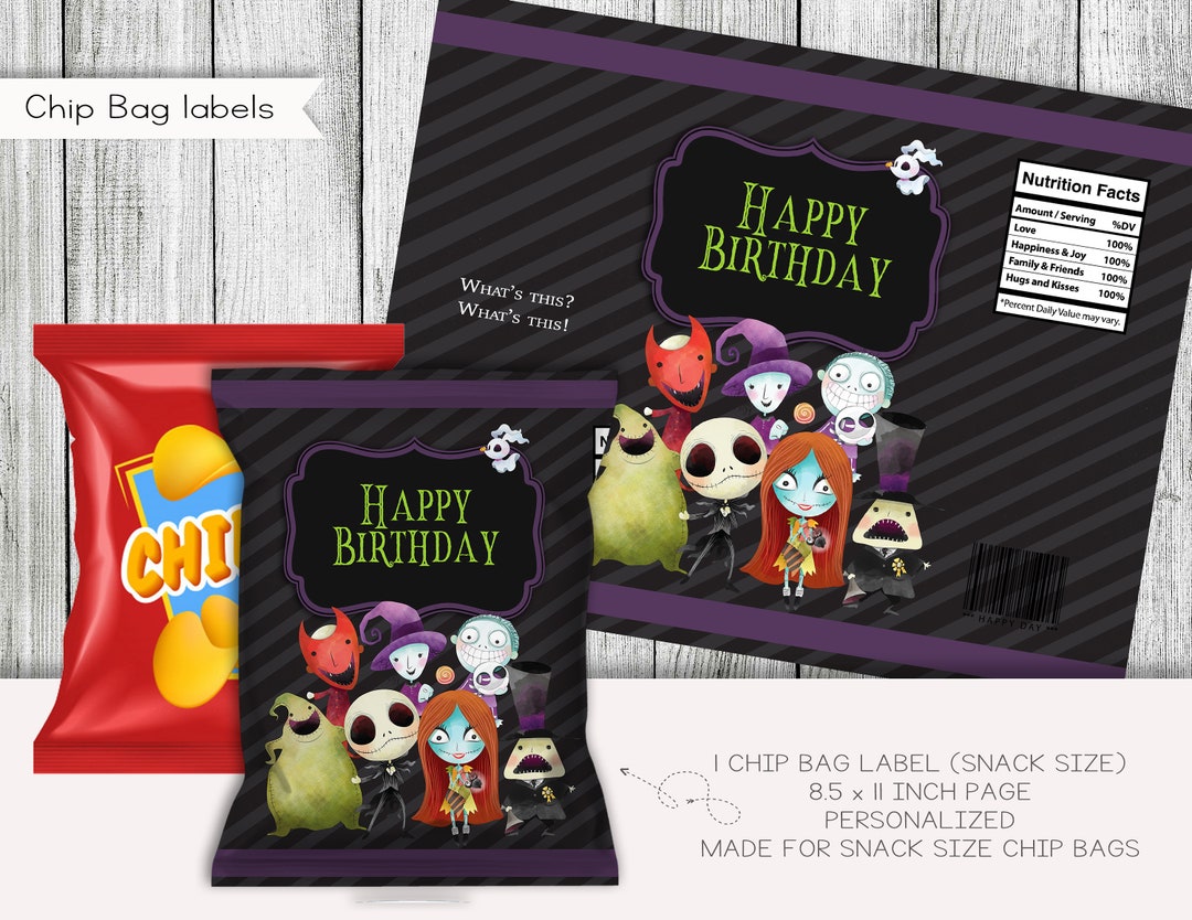 Nightmare Birthday Chip Bag Labels, Halloween Party Favors (digital) - Etsy