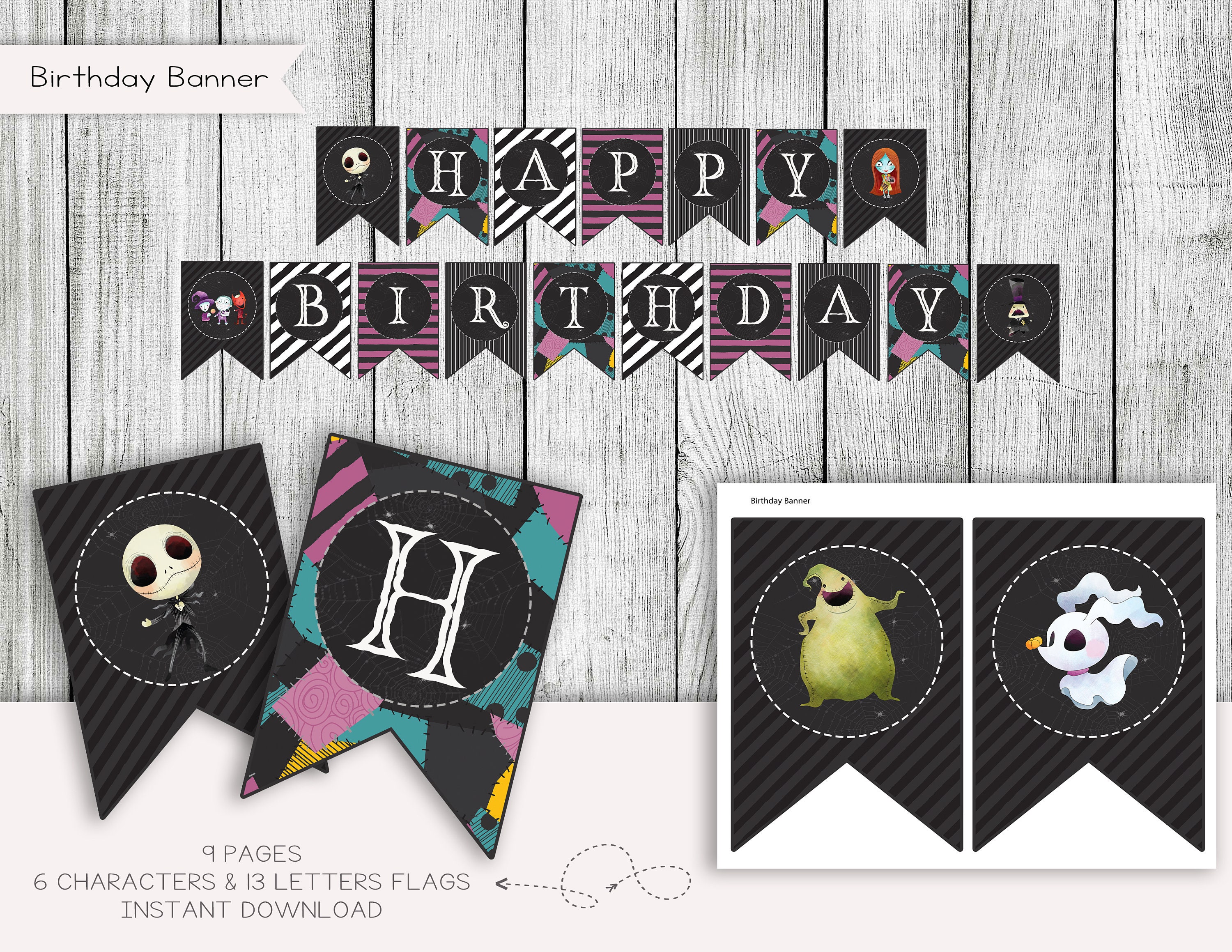 Nightmare Birthday Banner Happy Birthday Banner Nightmare | Etsy
