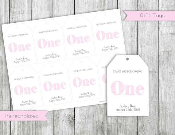 Baby Girl First Birthday Thank you Tags First Birthday favor | Etsy