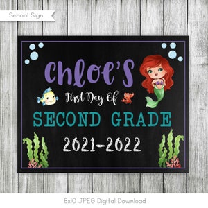 Personalized Little Mermaid First Day of School Sign (digital Printable ...