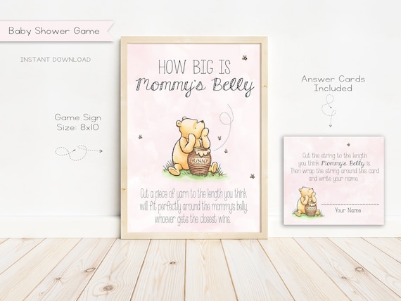 Classic Winnie the Pooh Baby Shower How Big is Mom's Belly - Etsy