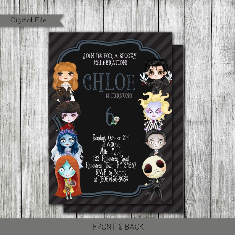 Tim Burton Birthday Invitation Tim Burton Invitation | Etsy