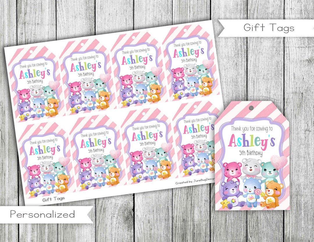 Cute Bear Friends Thank You Tags, Bear Birthday Favor Tags, Bear ...