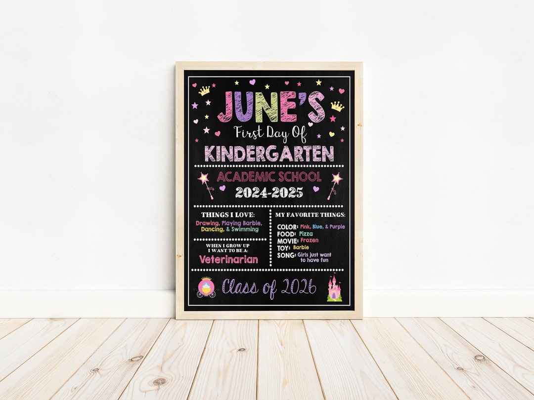 Princess First Day of School Sign, Crown Princess Back to School Sign ...