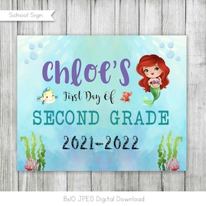 Little Mermaid First Day of School Sign, Back to School Sign, Princess ...