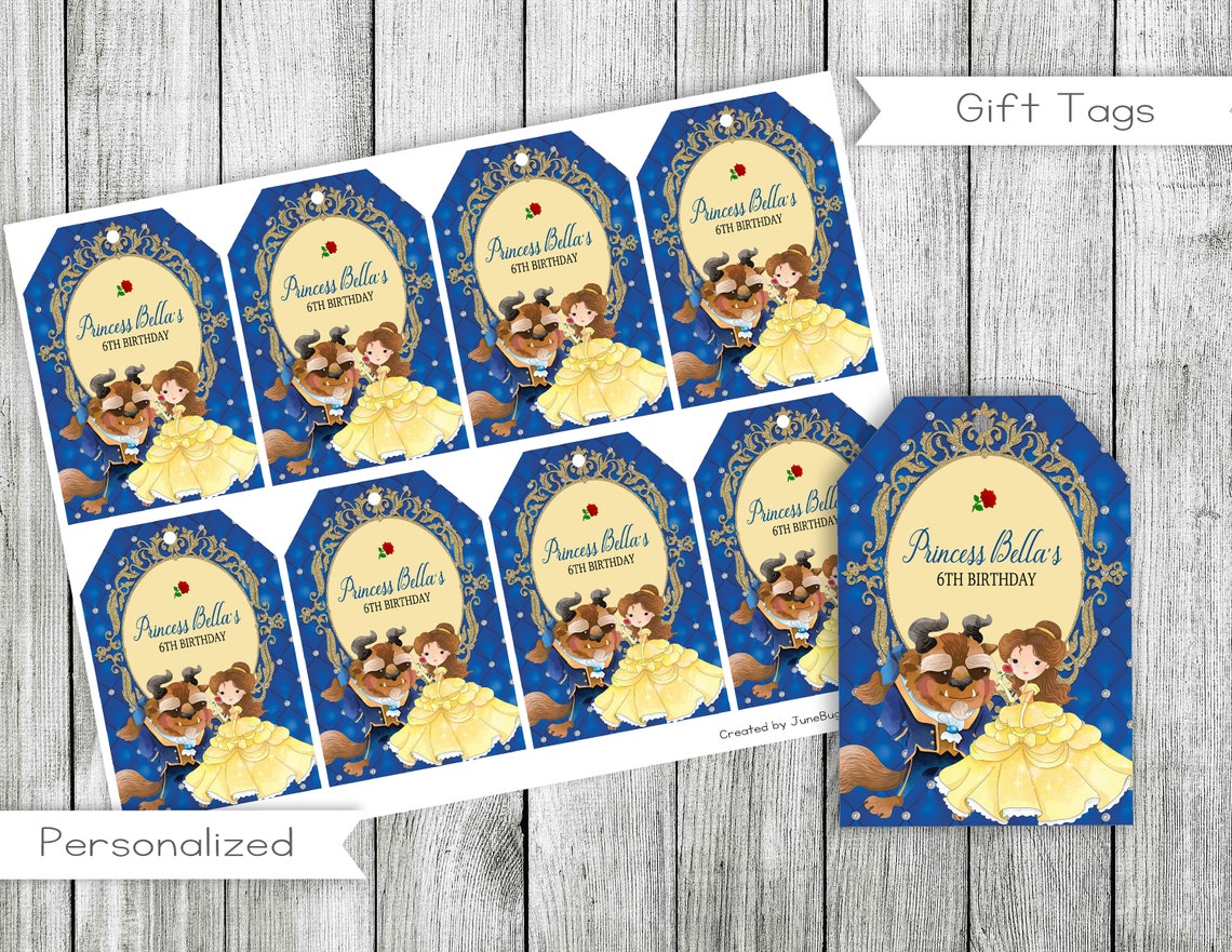 Beauty and the Beast Thank You Tags Gift Tags Party Favors - Etsy