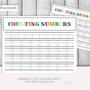 Numbers 1 - 10 Practice Sheet, Handwriting Practice, Learning to Write ...