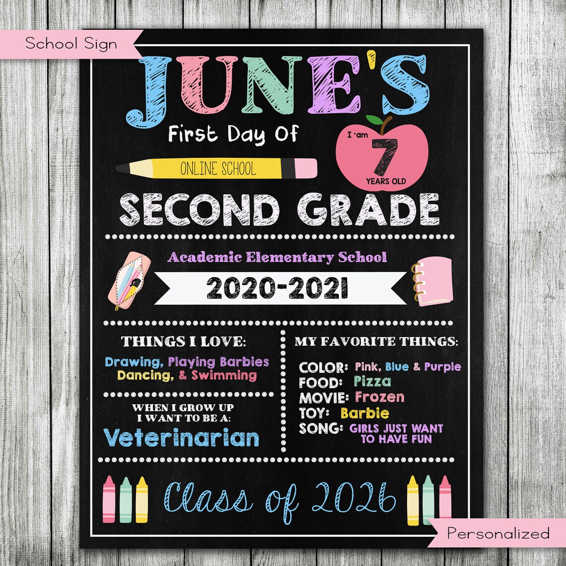 Girl Pastel Colors First Day of School Sign Pastel Colors | Etsy