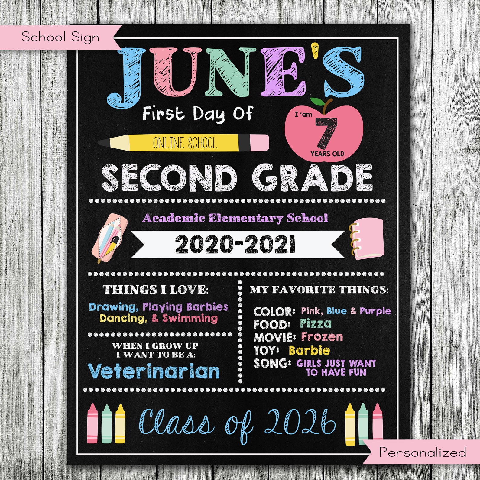Girl Pastel Colors First Day of School Sign Pastel Colors | Etsy