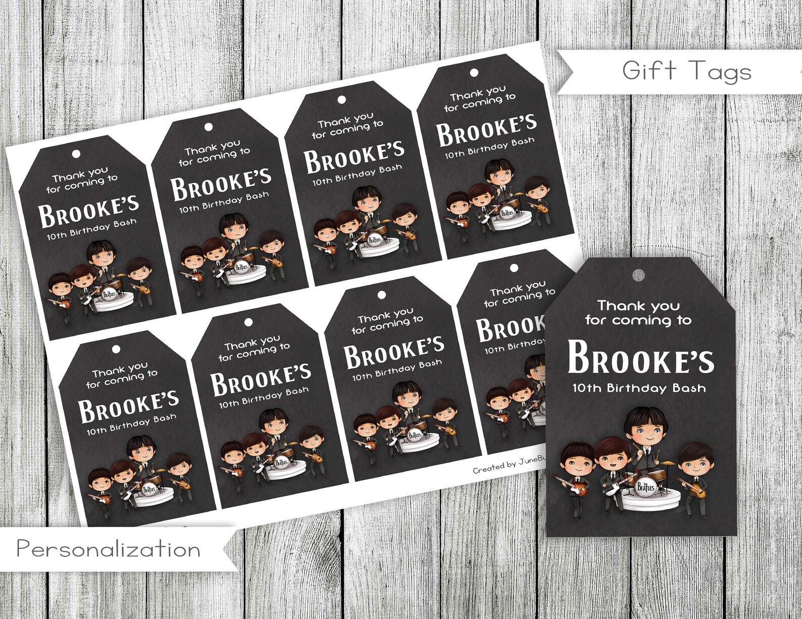 Rock Band Birthday Thank You Tags Rock Band Favor Tags Rock - Etsy