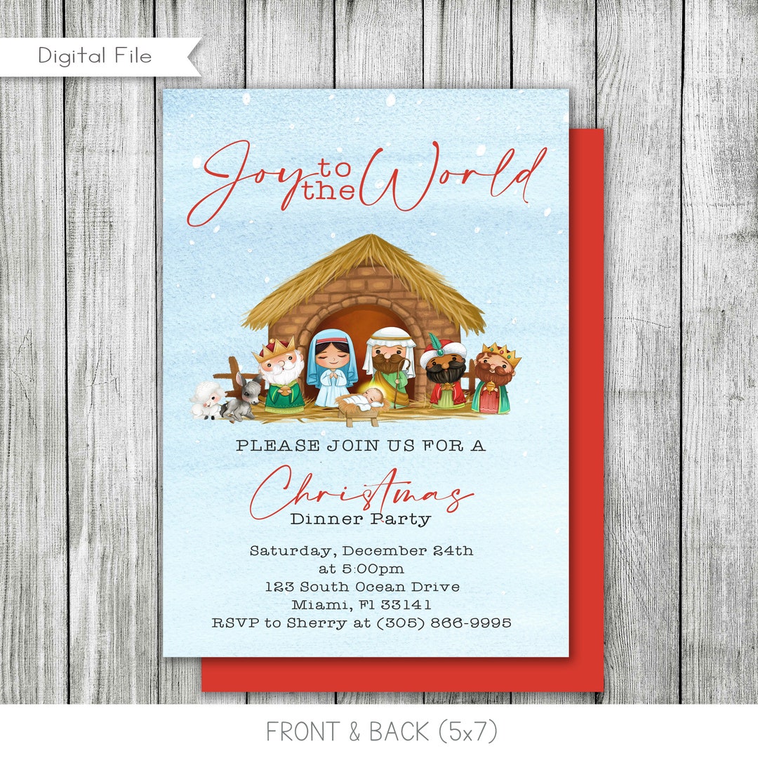 Nativity Christmas Party Invitation, Christmas Dinner, Christmas Party ...