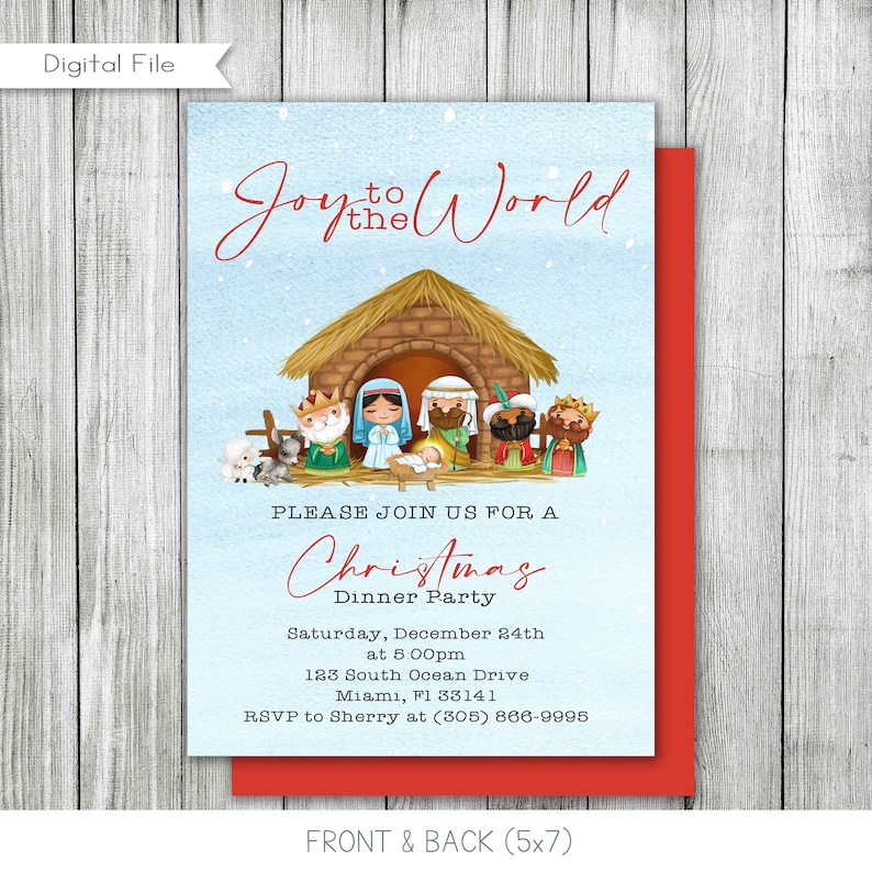 Nativity Christmas Party Invitation, Christmas Dinner, Christmas Party ...