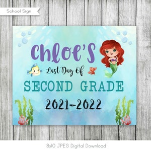 Little Mermaid First Day of School Sign, Back to School Sign, Princess ...