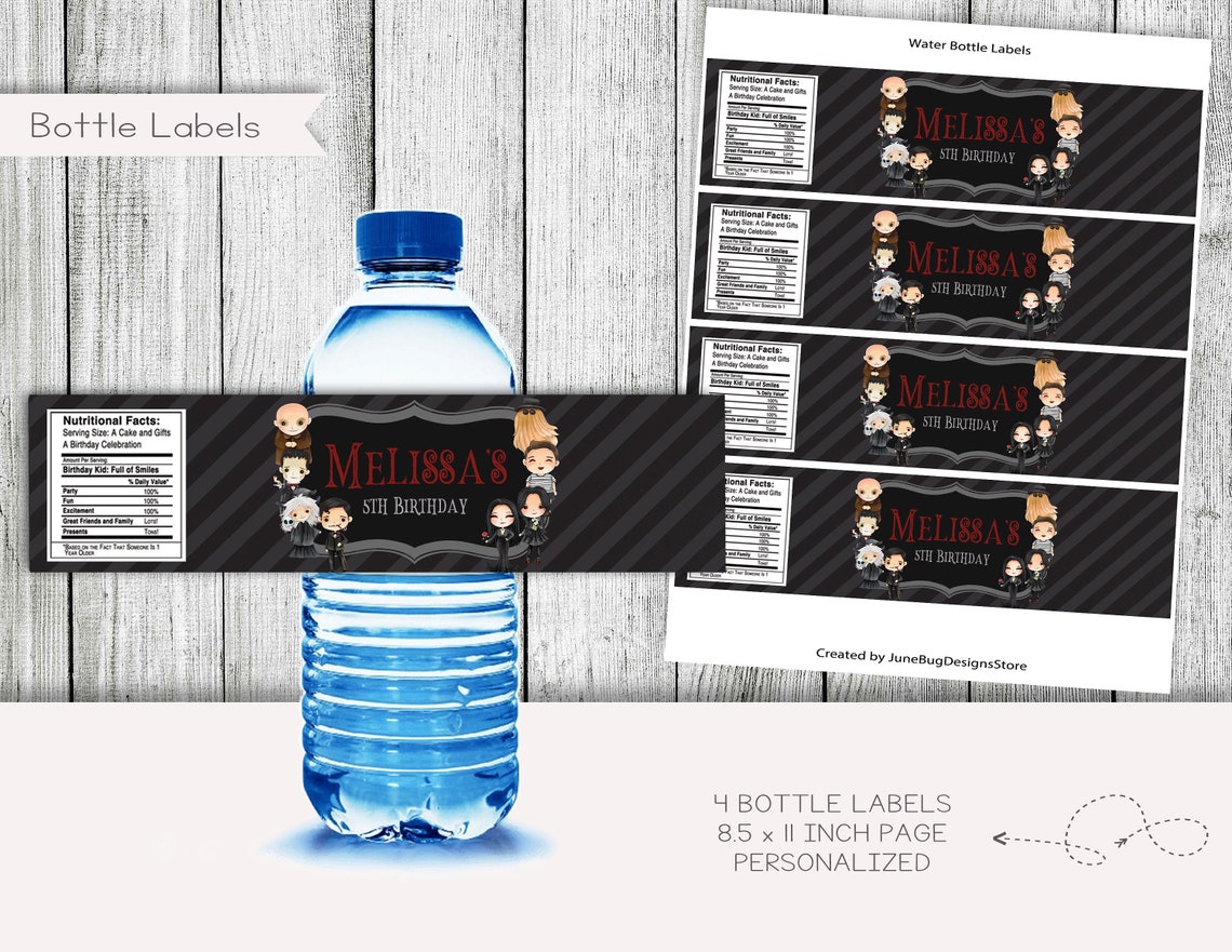 Creepy Halloween Family Birthday Water Bottle Labels - Etsy