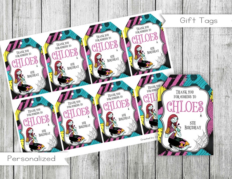 Cute Nightmare Birthday Thank You Tags Nightmare Favor Tags - Etsy