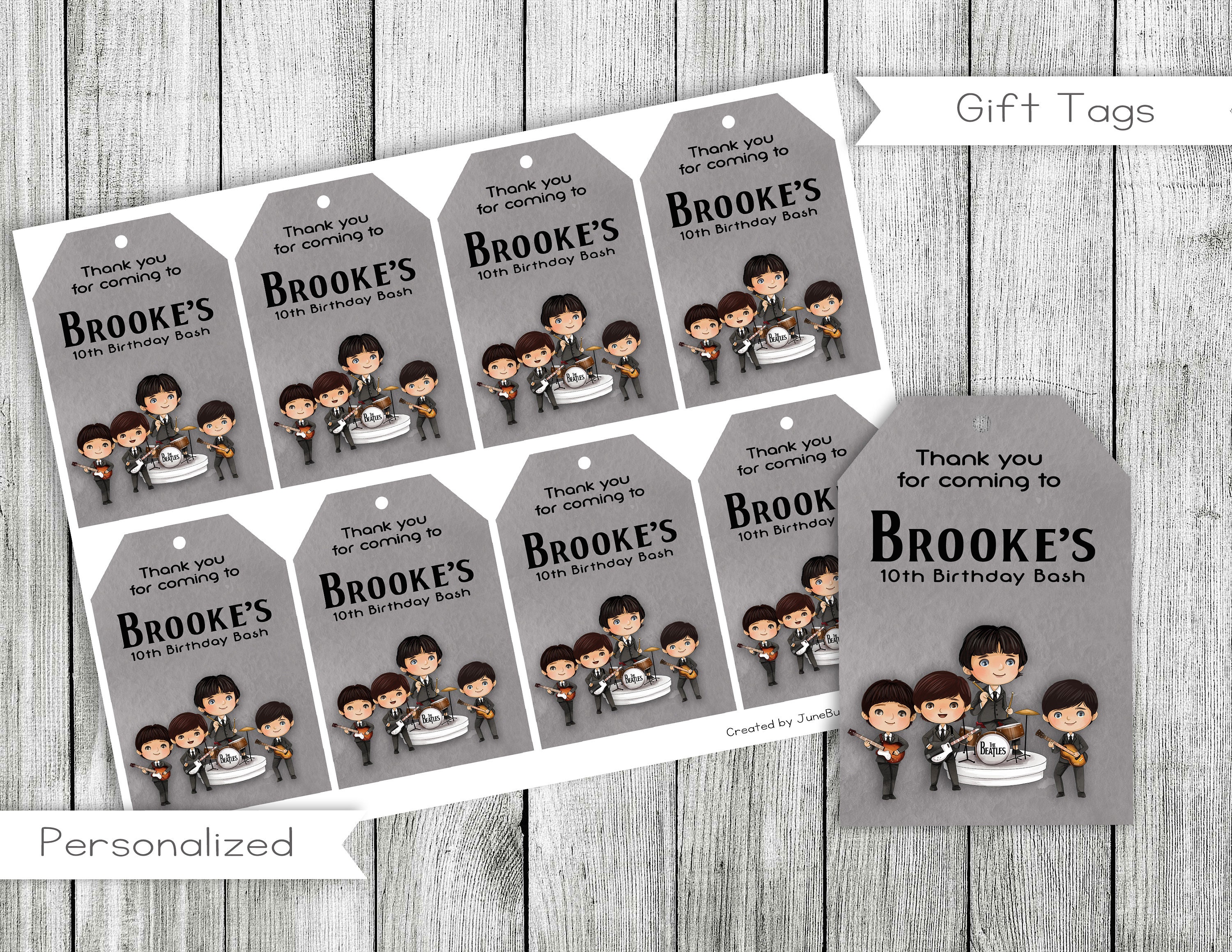 Rock and Roll Boy Band Birthday Thank You Tags, Rock Band Favor Tags ...